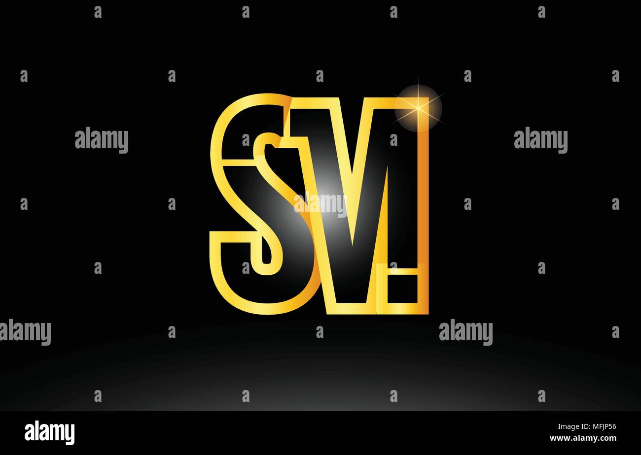 gold black alphabet letter sm s m logo combination design suitable for ...