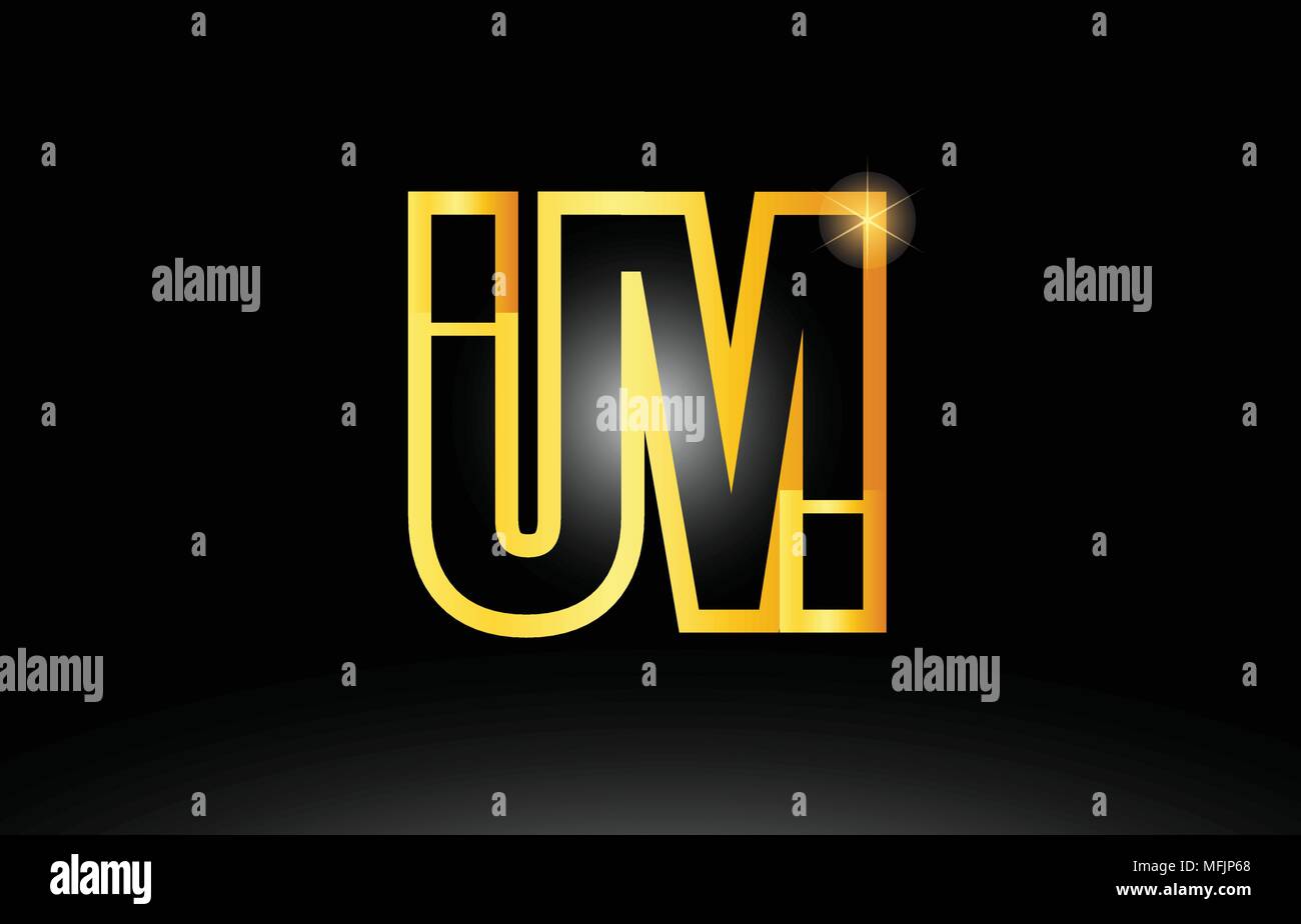 gold black alphabet letter um u m logo combination design suitable for ...