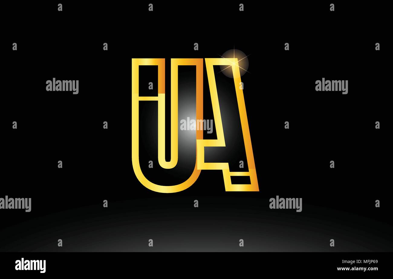 gold black alphabet letter ua u a logo combination design suitable for ...