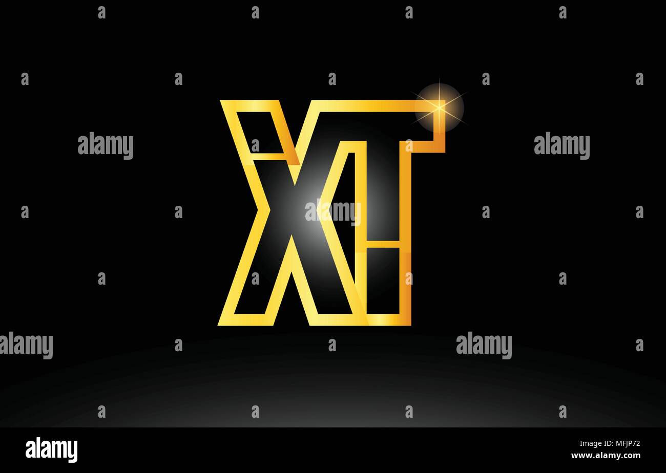 gold black alphabet letter xt x t logo combination design suitable for ...