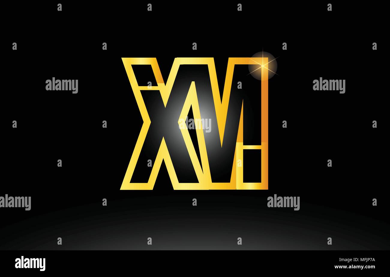 gold black alphabet letter xm x m logo combination design suitable for ...