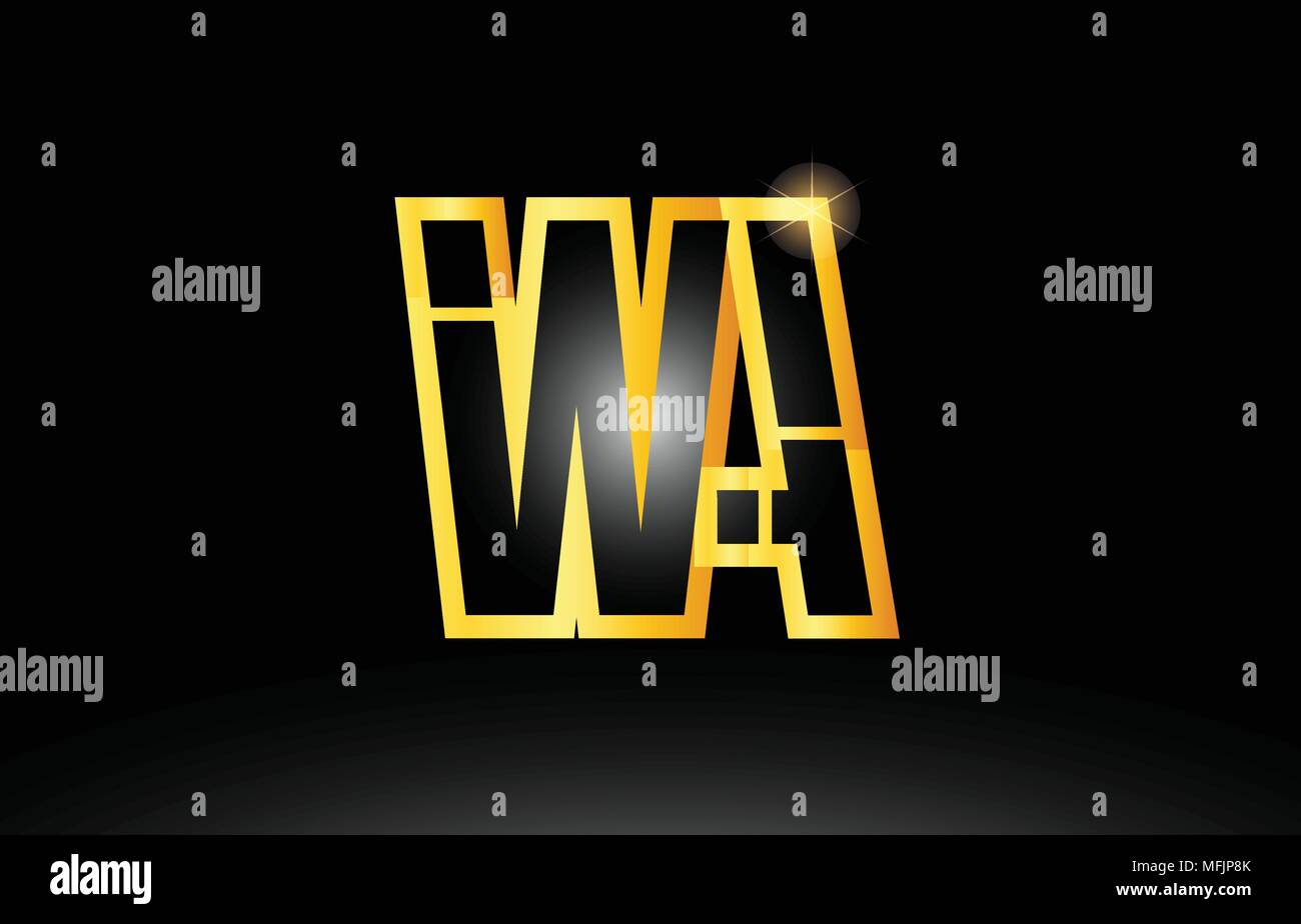 gold black alphabet letter wa w a logo combination design suitable for ...