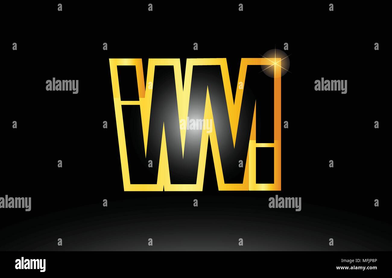 gold black alphabet letter wm w m logo combination design suitable for ...