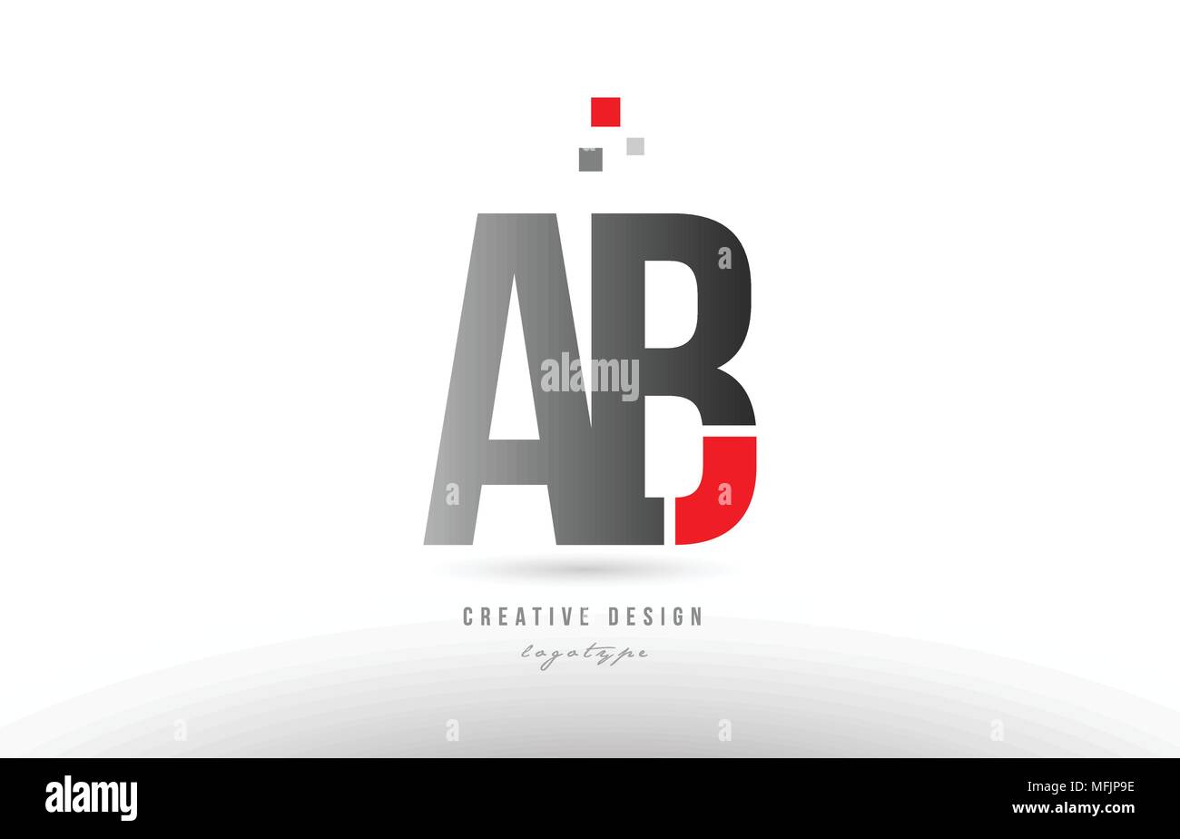 red grey alphabet letter ab a b logo combination design suitable for a ...