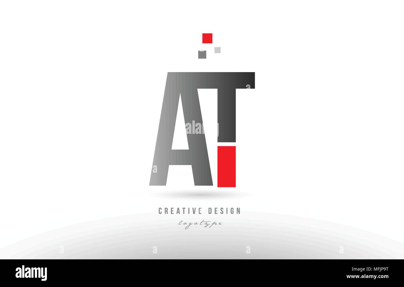 red grey alphabet letter at a t logo combination design suitable for a ...