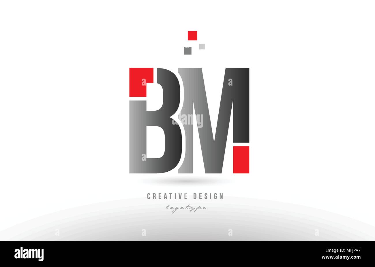 red grey alphabet letter bm b m logo combination design suitable for a ...
