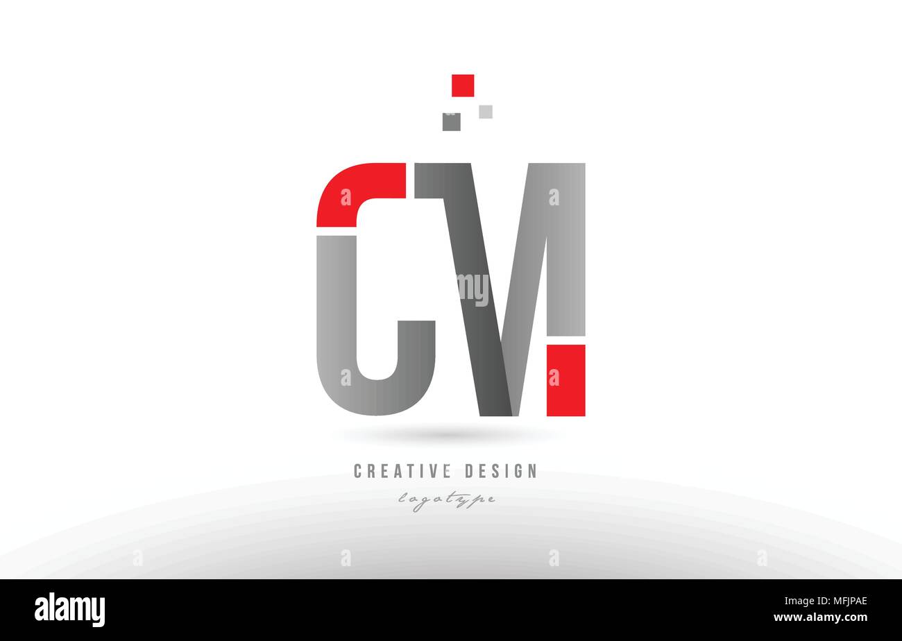 red grey alphabet letter cm c m logo combination design suitable for a ...