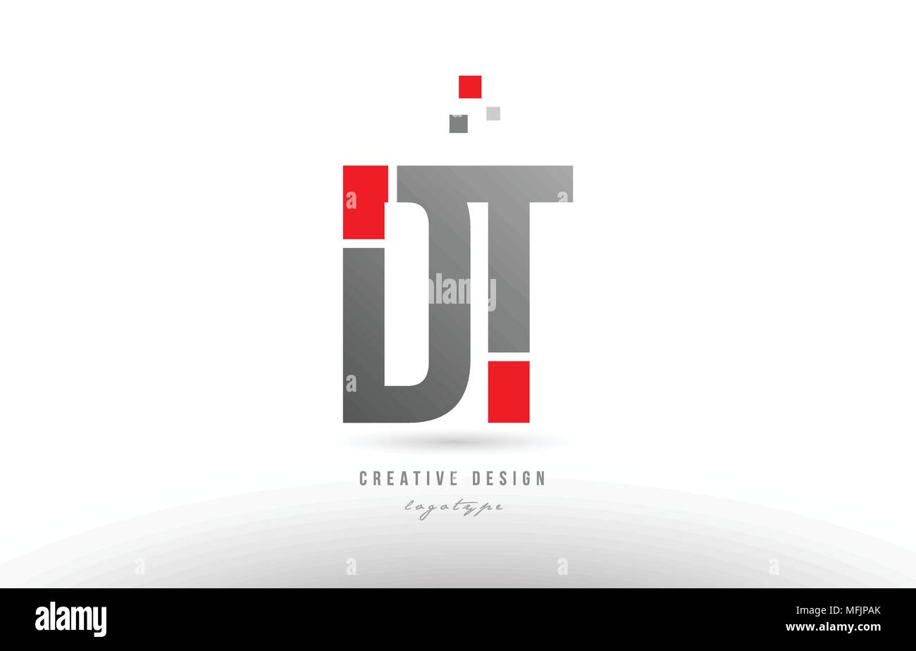 red grey alphabet letter dt d t logo combination design suitable for a ...