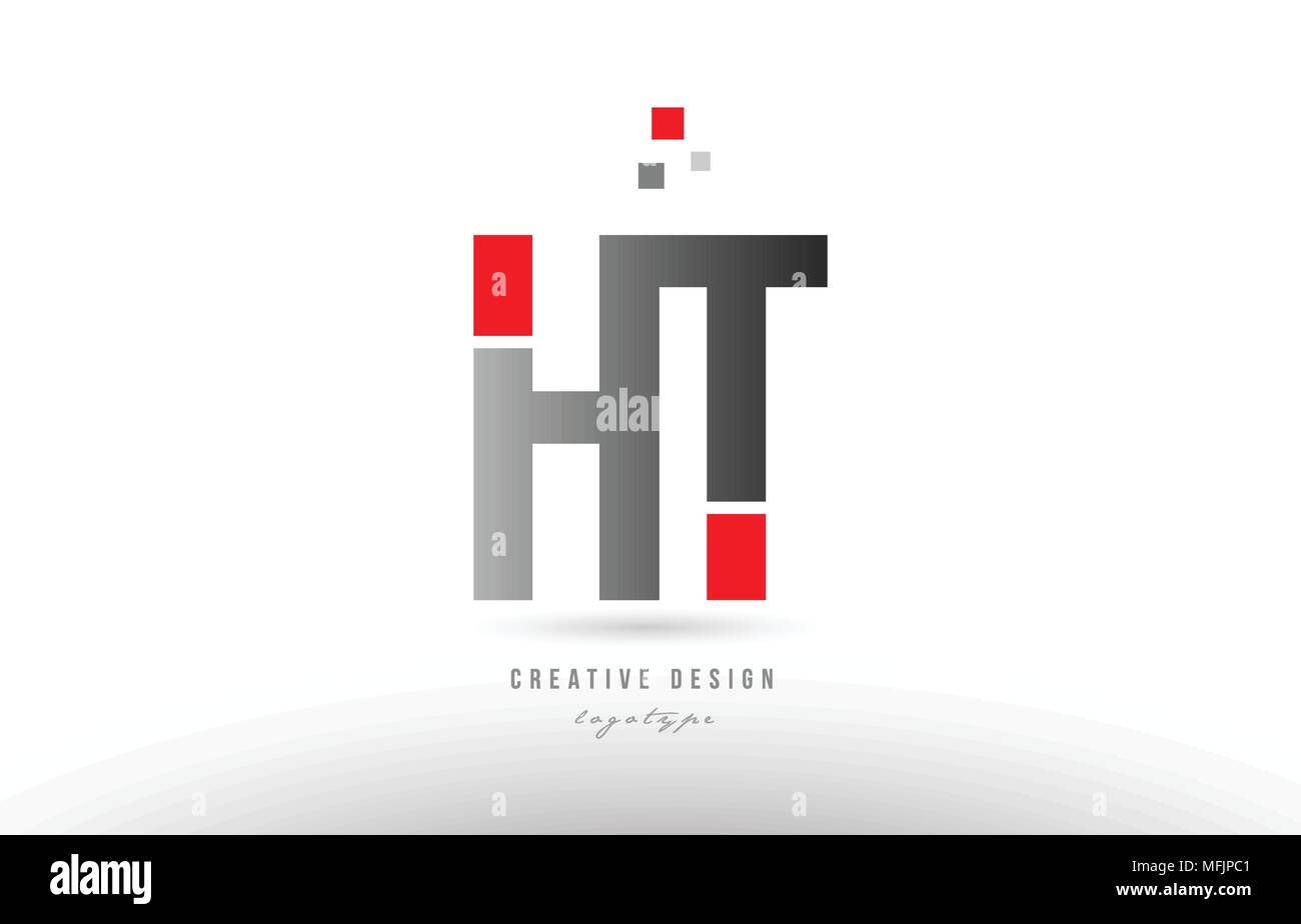 red grey alphabet letter ht h t logo combination design suitable for a ...