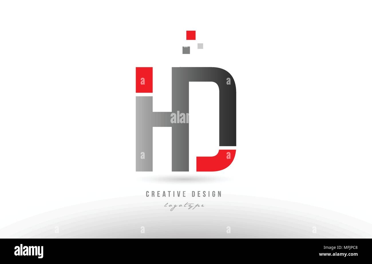 red grey alphabet letter hd h d logo combination design suitable for a ...