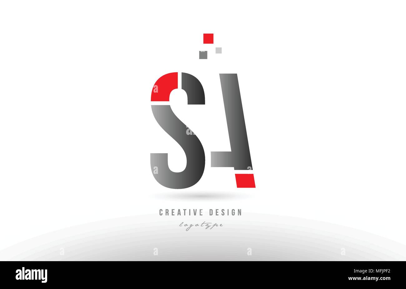 red grey alphabet letter sa s a logo combination design suitable for a ...