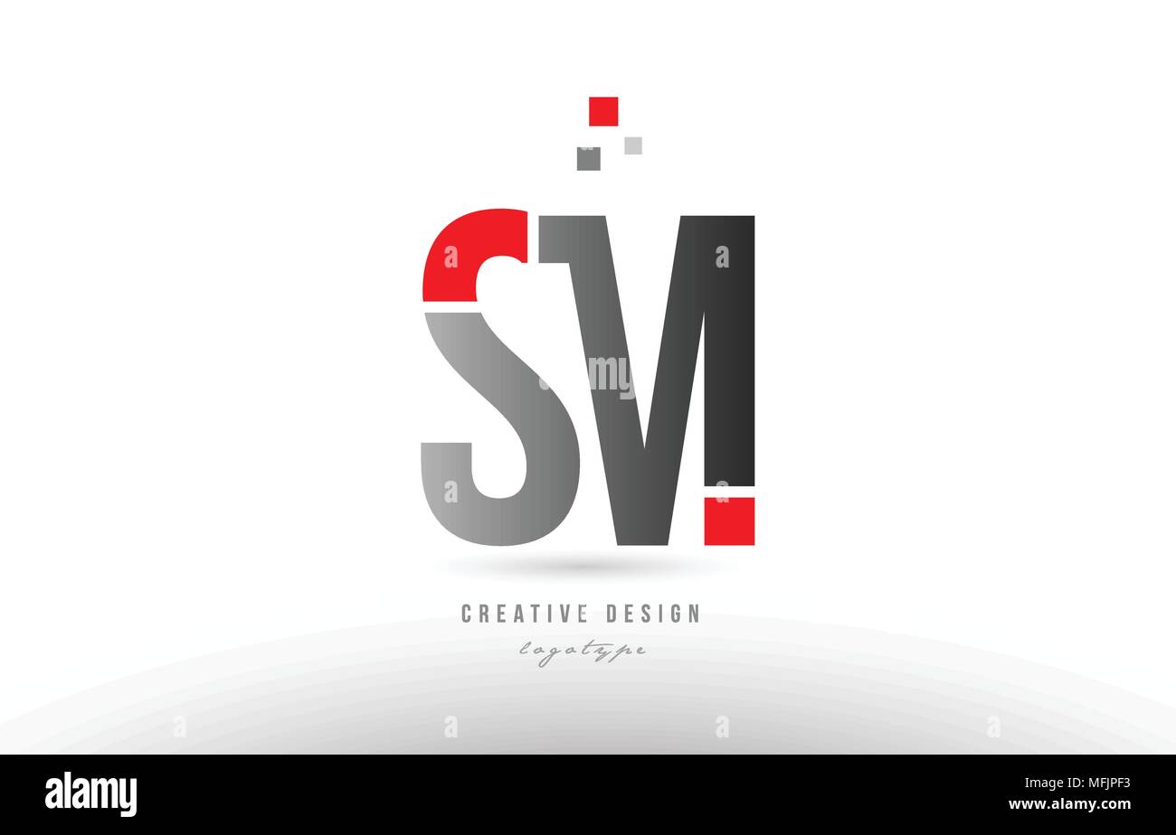 red grey alphabet letter sm s m logo combination design suitable for a ...