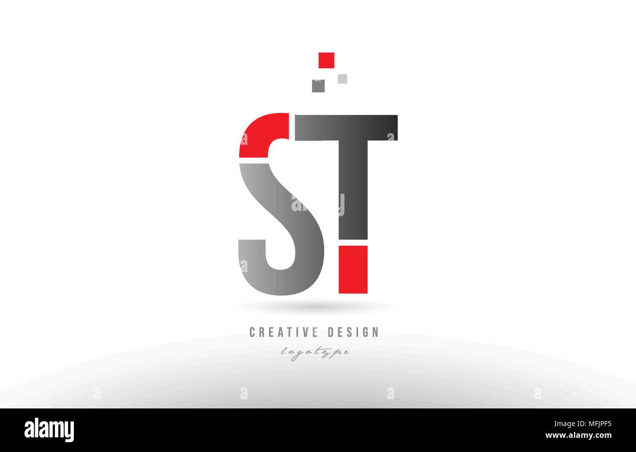 red grey alphabet letter st s t logo combination design suitable for a ...