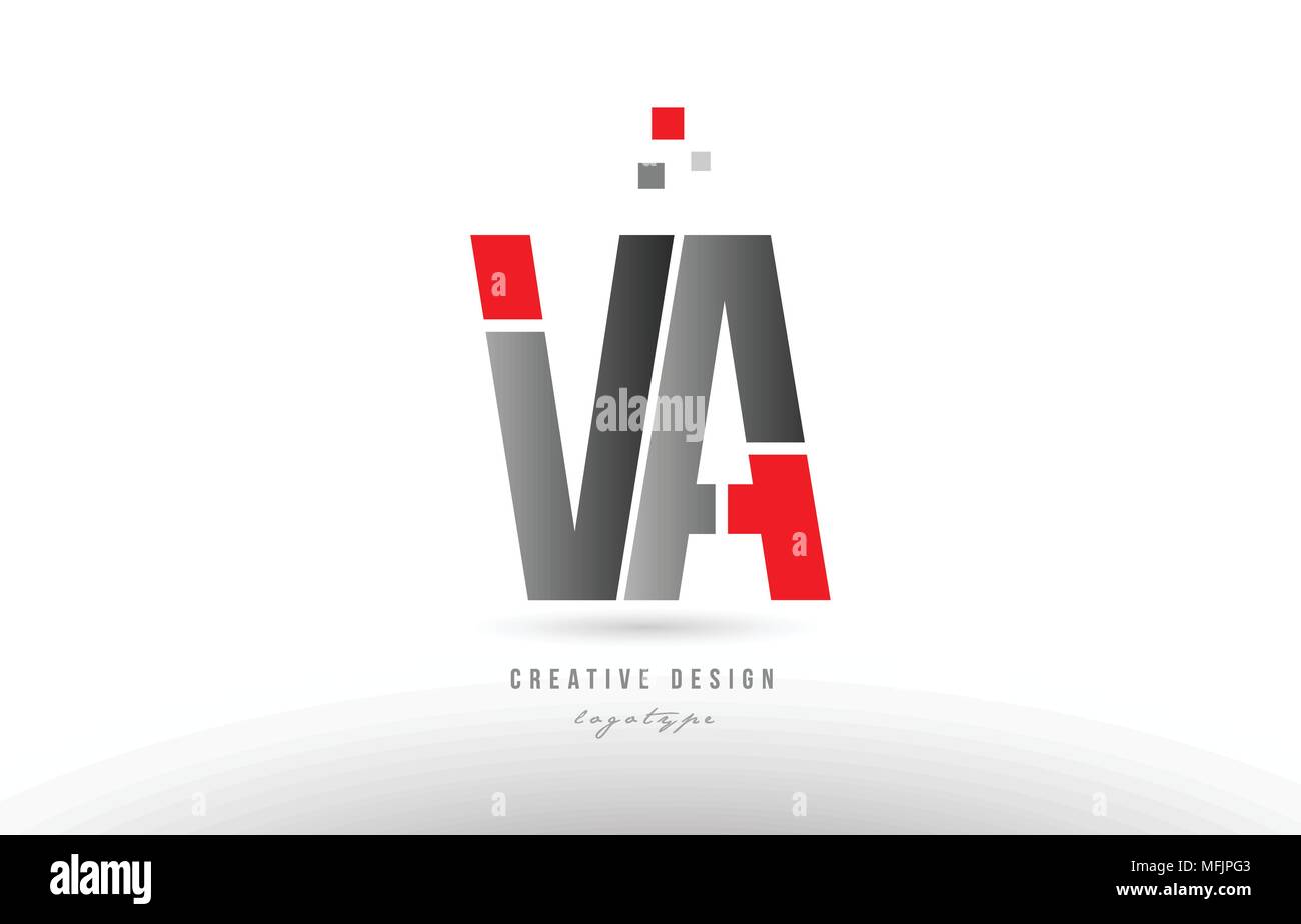 red grey alphabet letter va v a logo combination design suitable for a ...