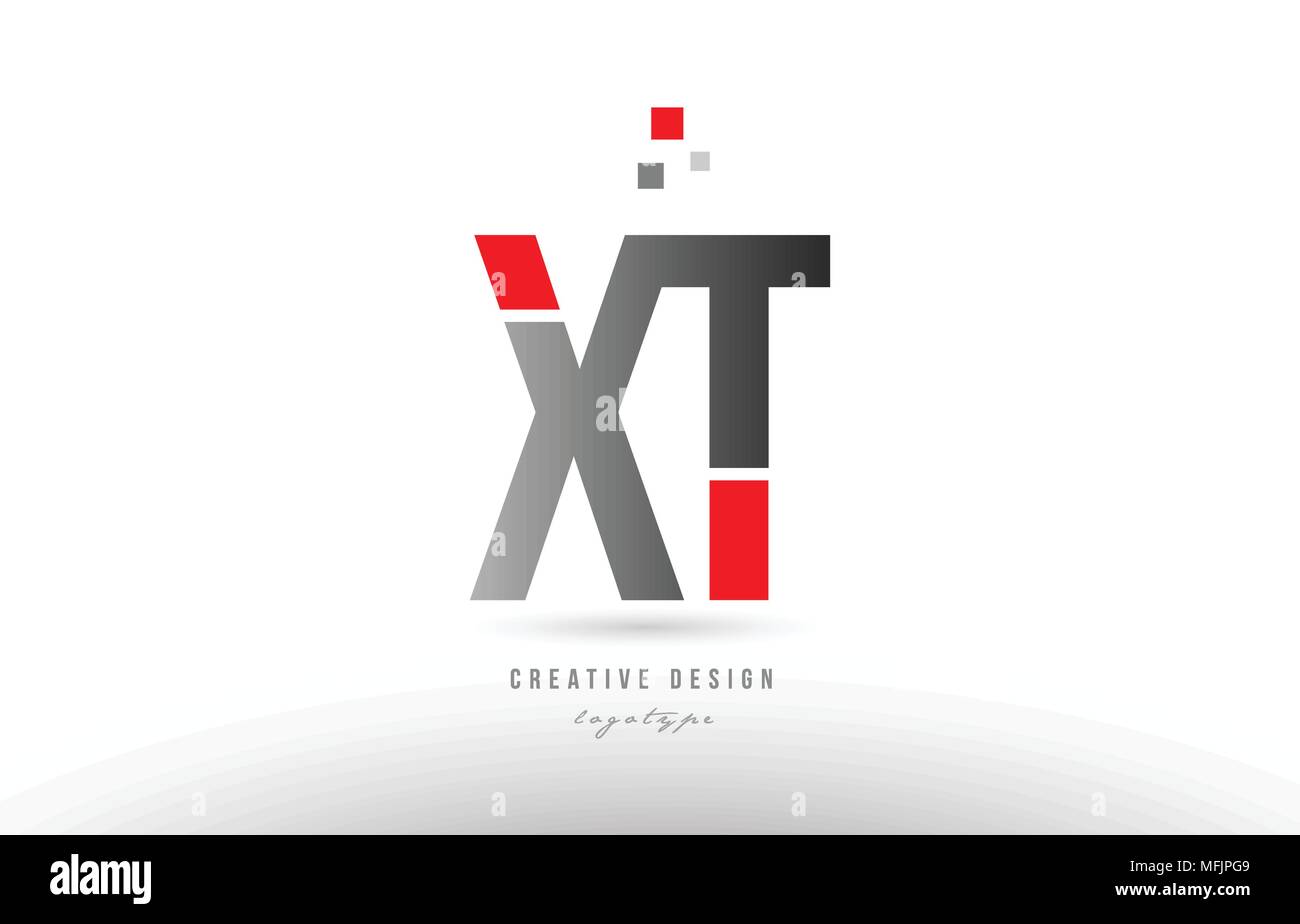 red grey alphabet letter xt x t logo combination design suitable for a ...
