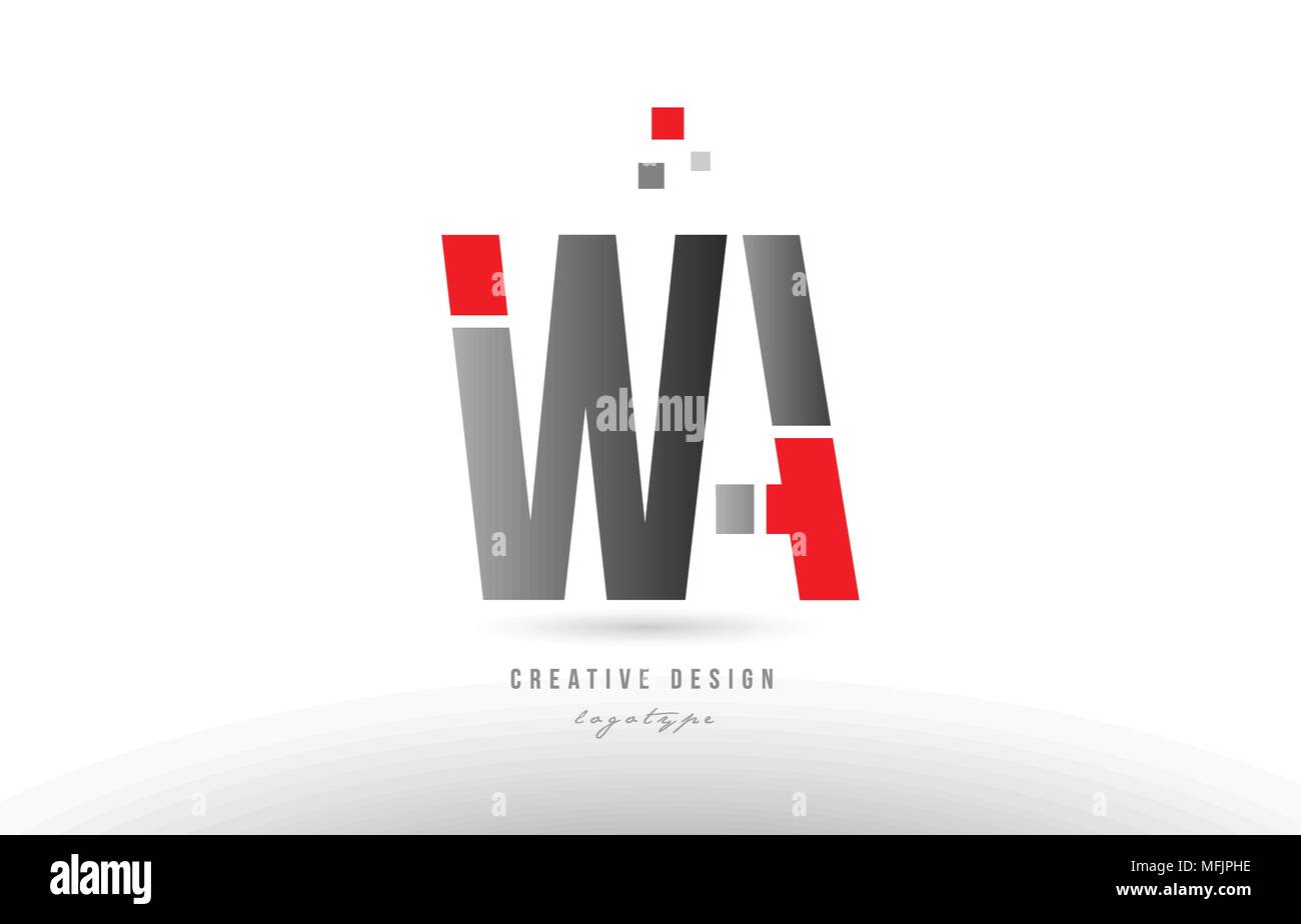 red grey alphabet letter wa w a logo combination design suitable for a ...