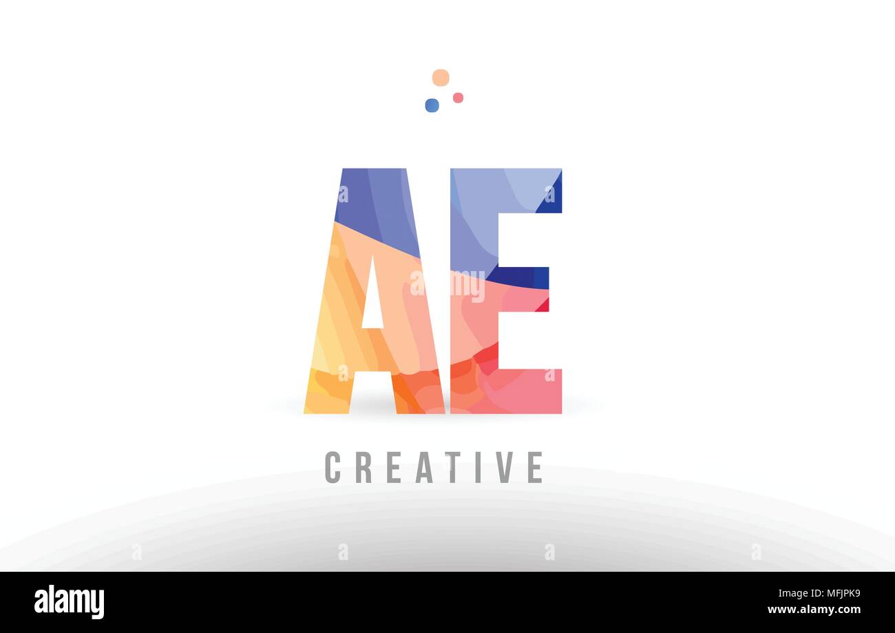 orange blue alphabet letter ae a e logo combination design with dots ...