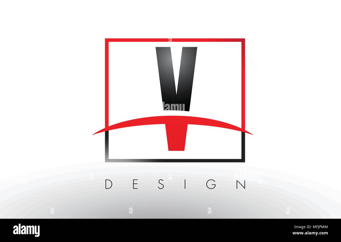 V Logo Letters with Red and Black Colors and Swoosh. Creative Letter ...