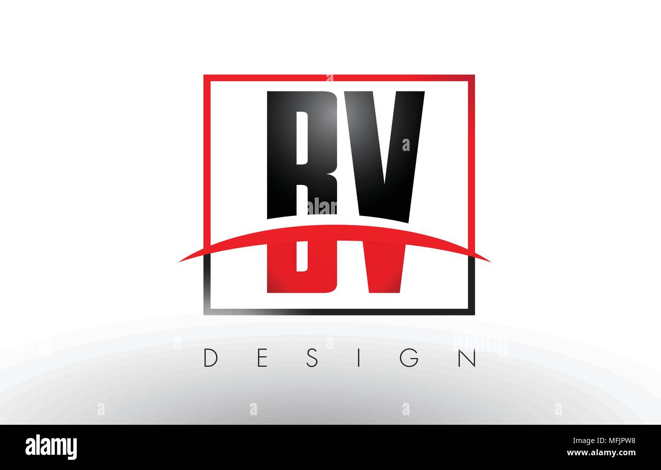 BV B V Logo Letters with Red and Black Colors and Swoosh. Creative ...