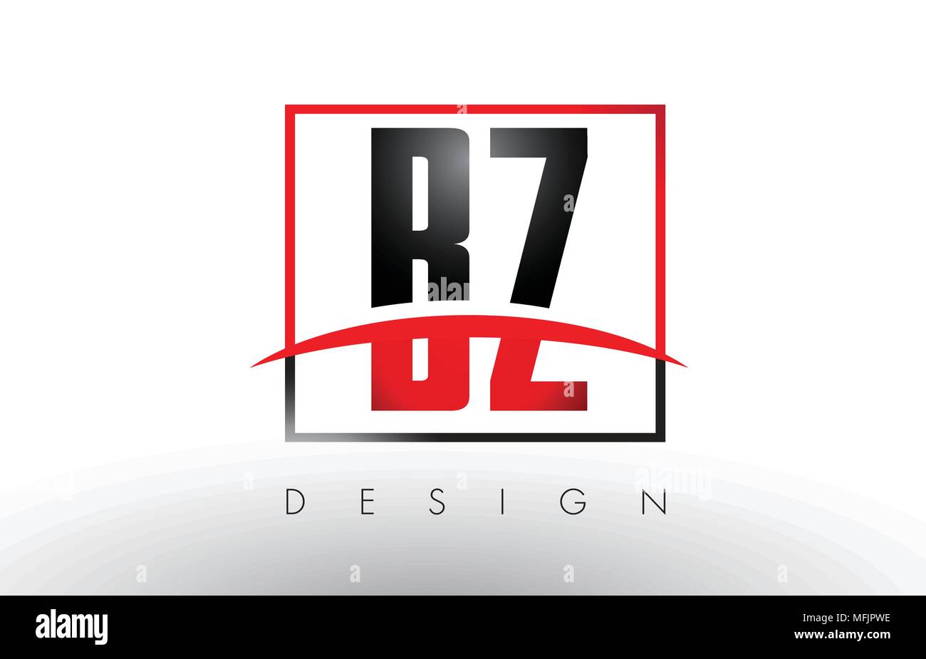 BZ B Z Logo Letters with Red and Black Colors and Swoosh. Creative ...