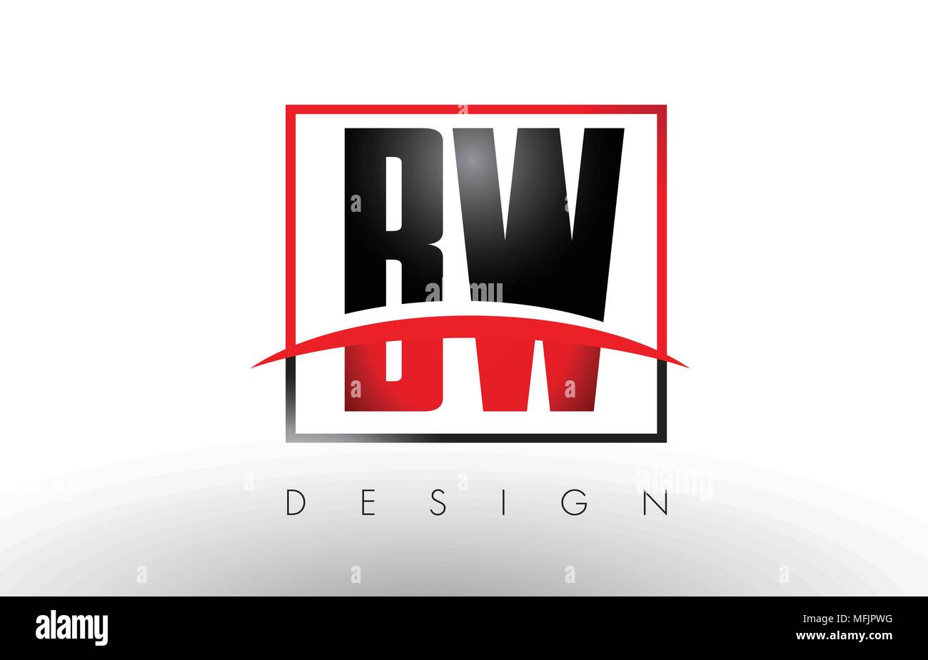 BW B W Logo Letters with Red and Black Colors and Swoosh. Creative ...