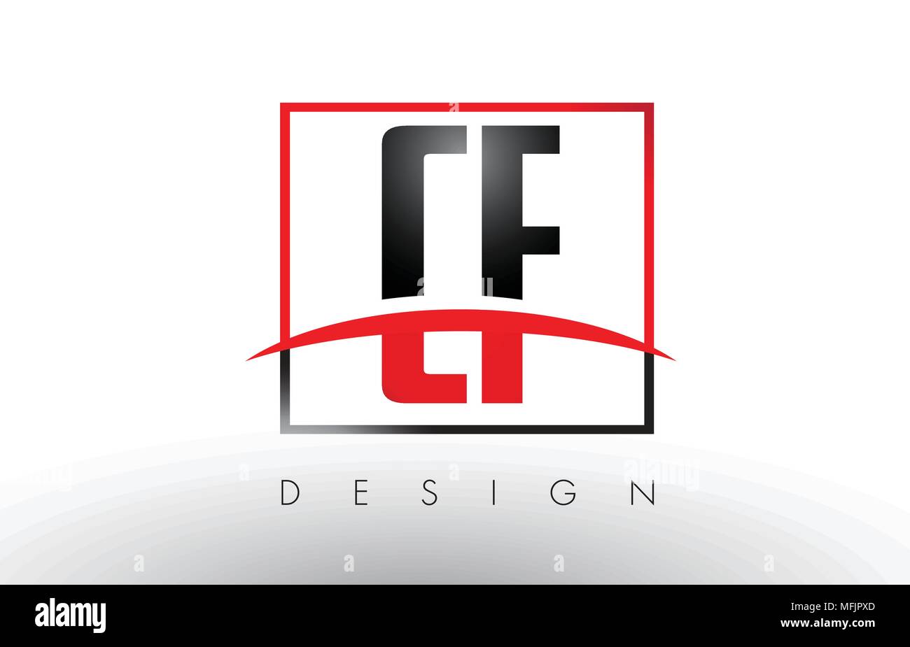 CF C F Logo Letters with Red and Black Colors and Swoosh. Creative ...