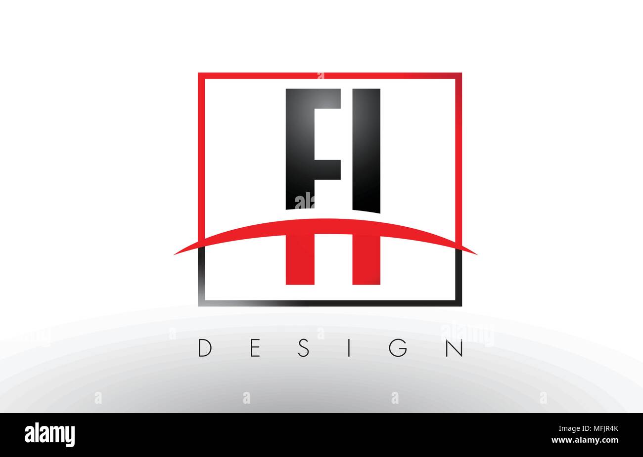 FI F I Logo Letters with Red and Black Colors and Swoosh. Creative ...