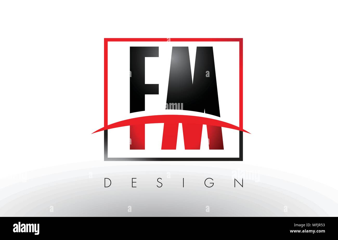 FM F M Logo Letters with Red and Black Colors and Swoosh. Creative ...