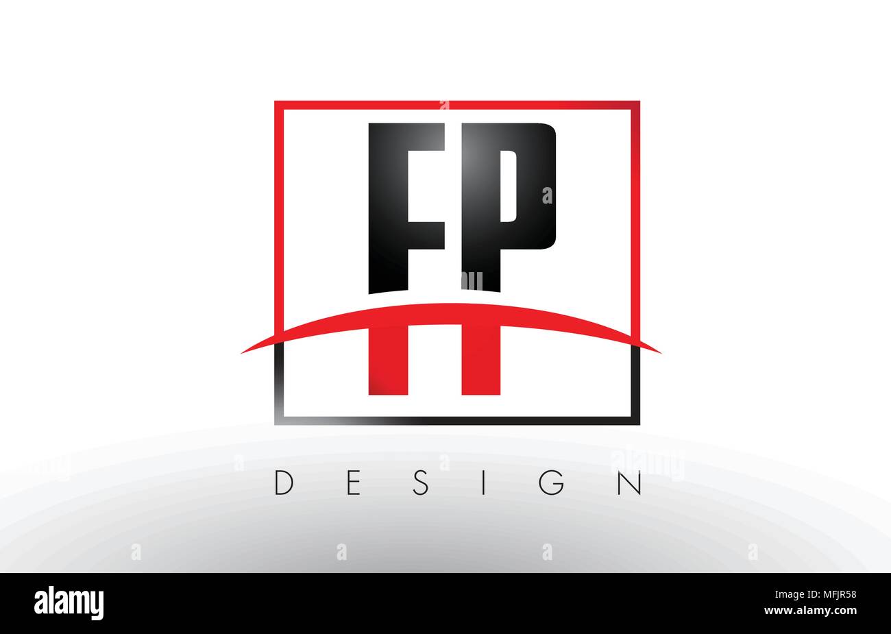 FP F P Logo Letters with Red and Black Colors and Swoosh. Creative ...