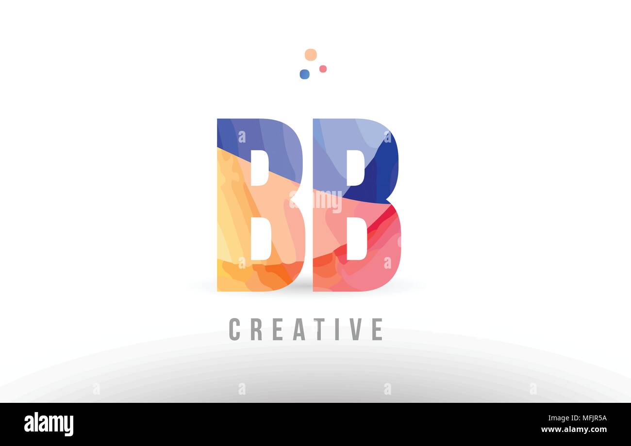 orange blue alphabet letter bb b b logo combination design with dots ...