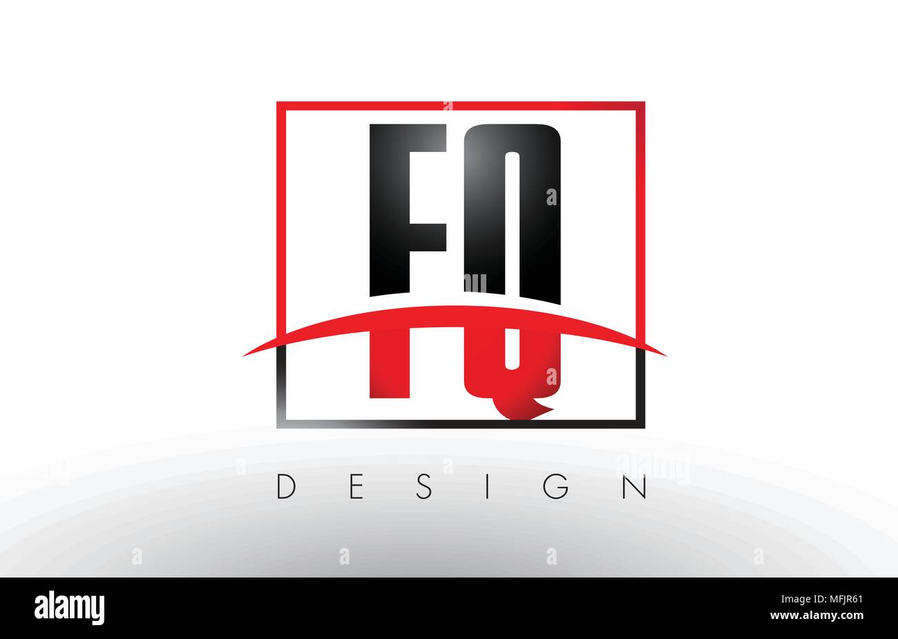 FQ F Q Logo Letters with Red and Black Colors and Swoosh. Creative ...