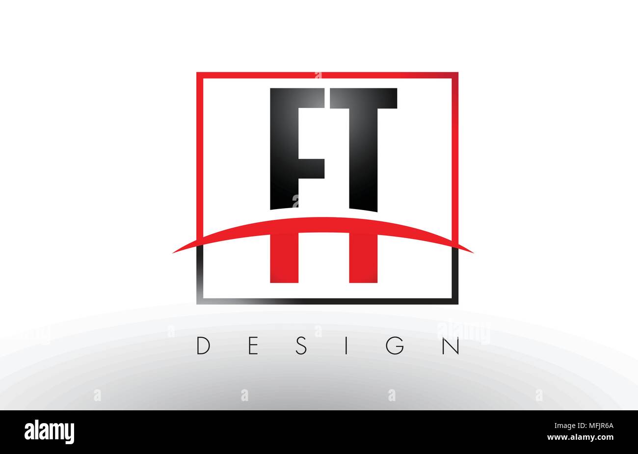FT F T Logo Letters with Red and Black Colors and Swoosh. Creative ...