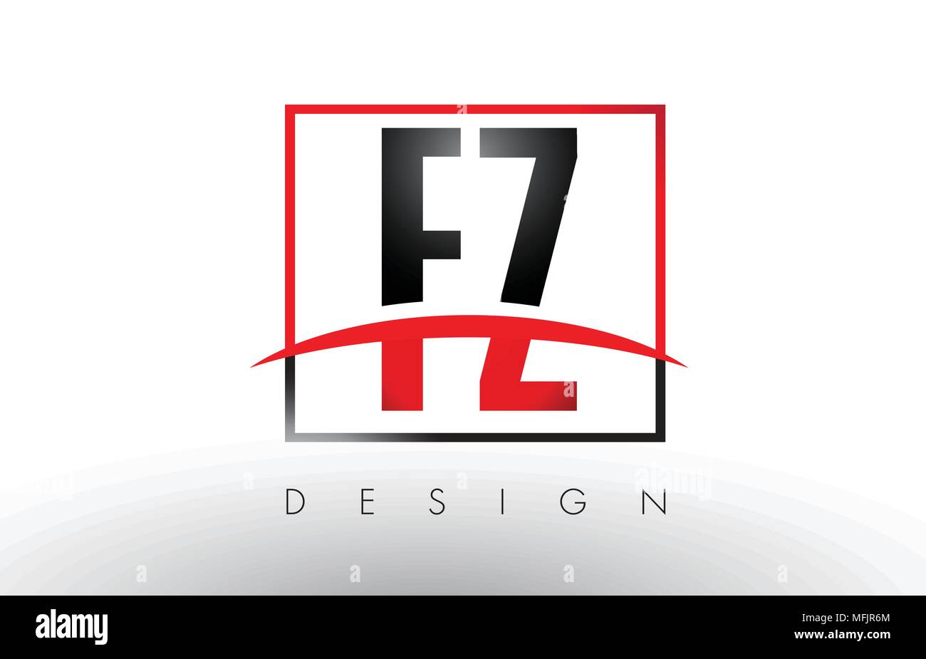 FZ F Z Logo Letters with Red and Black Colors and Swoosh. Creative ...