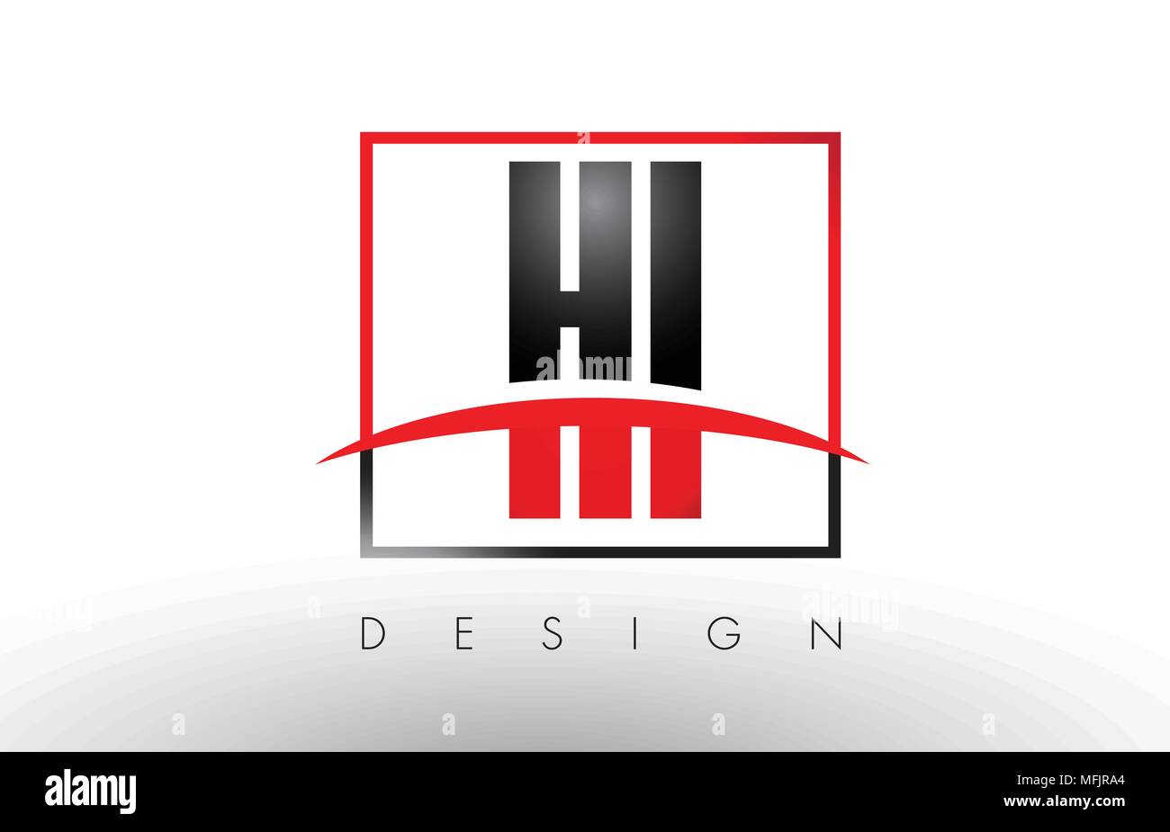 HI H I Logo Letters with Red and Black Colors and Swoosh. Creative ...