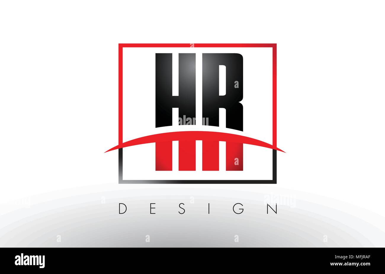 HR H R Logo Letters with Red and Black Colors and Swoosh. Creative ...