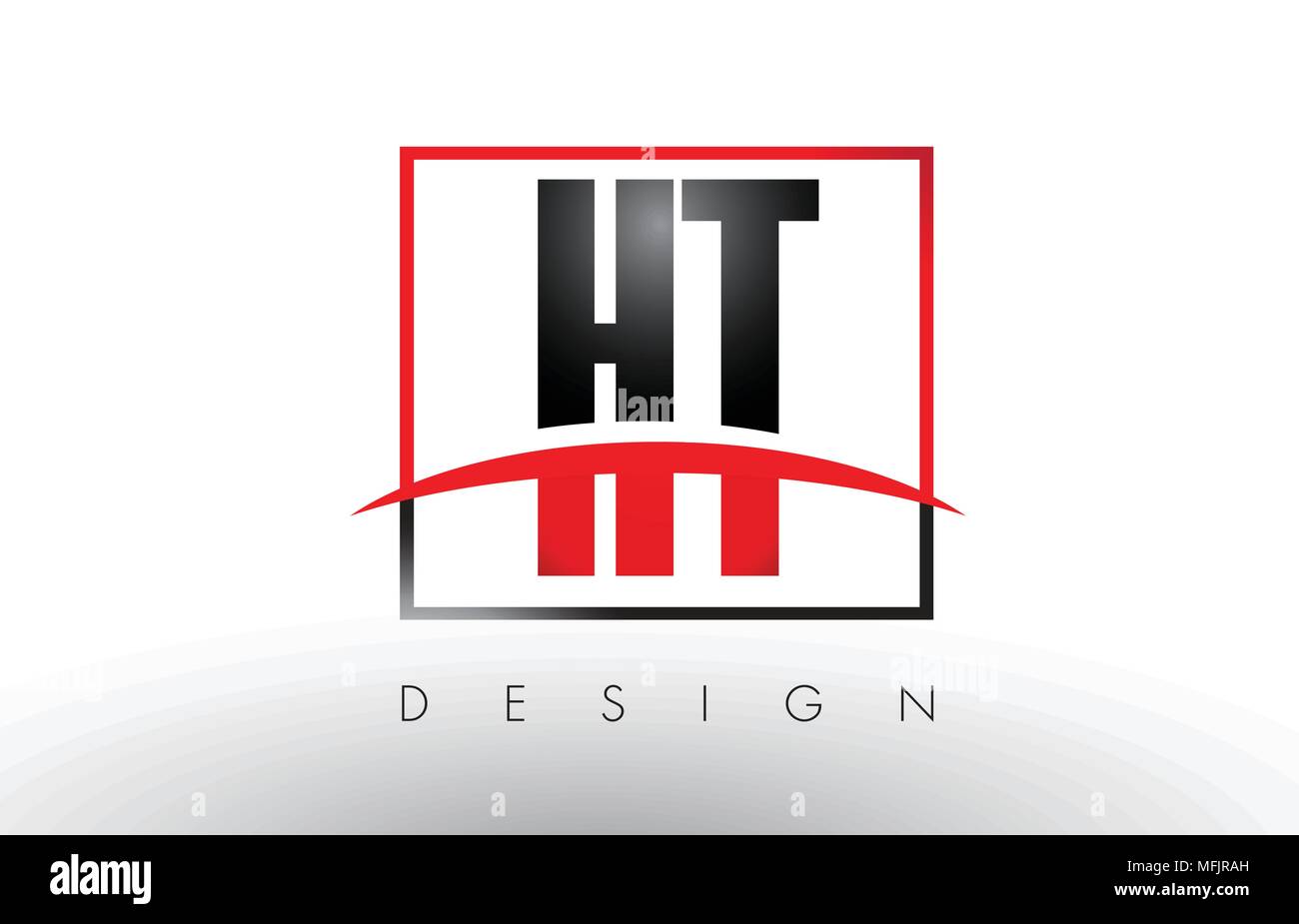HT H T Logo Letters with Red and Black Colors and Swoosh. Creative ...