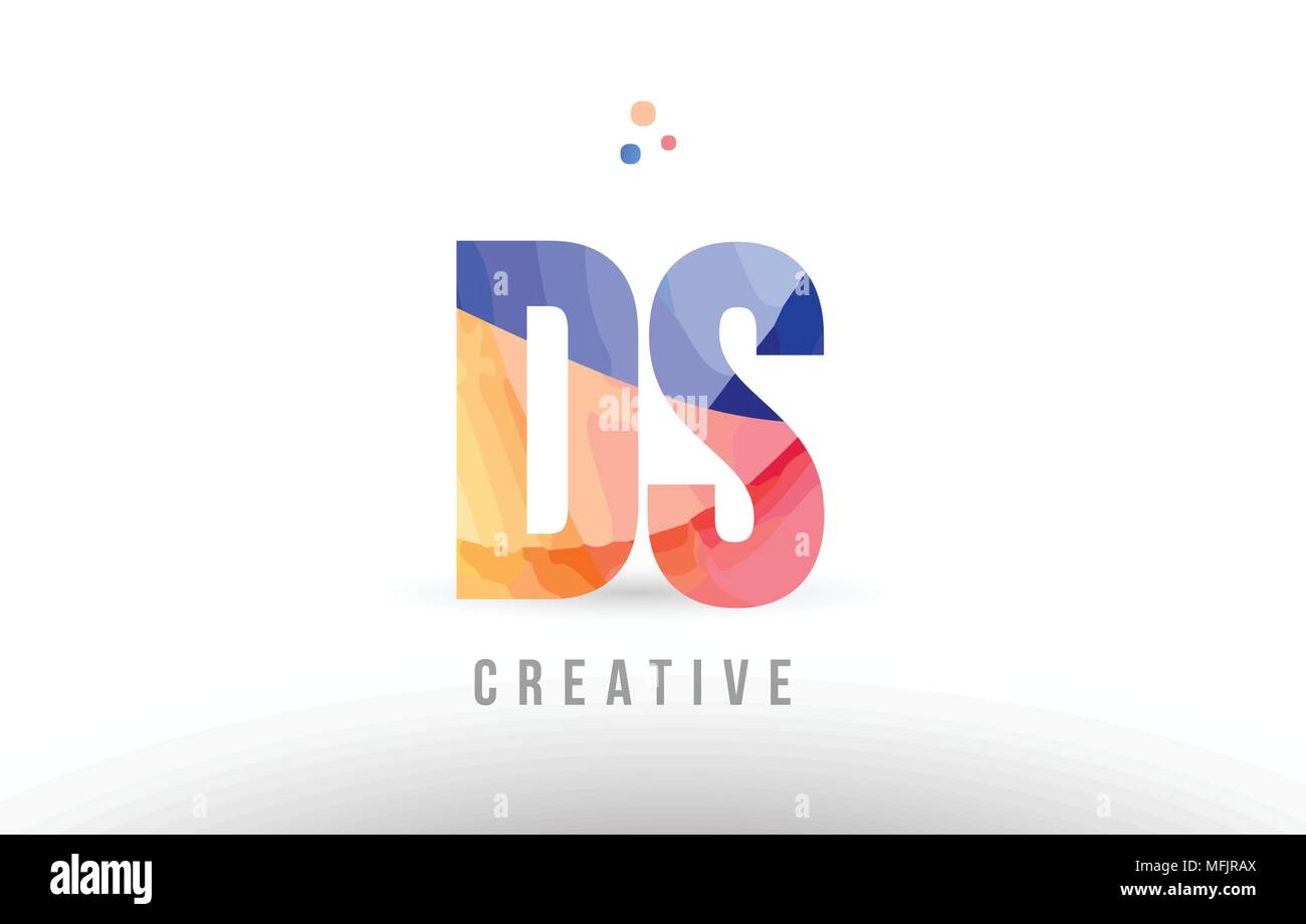 orange blue alphabet letter ds d s logo combination design with dots ...