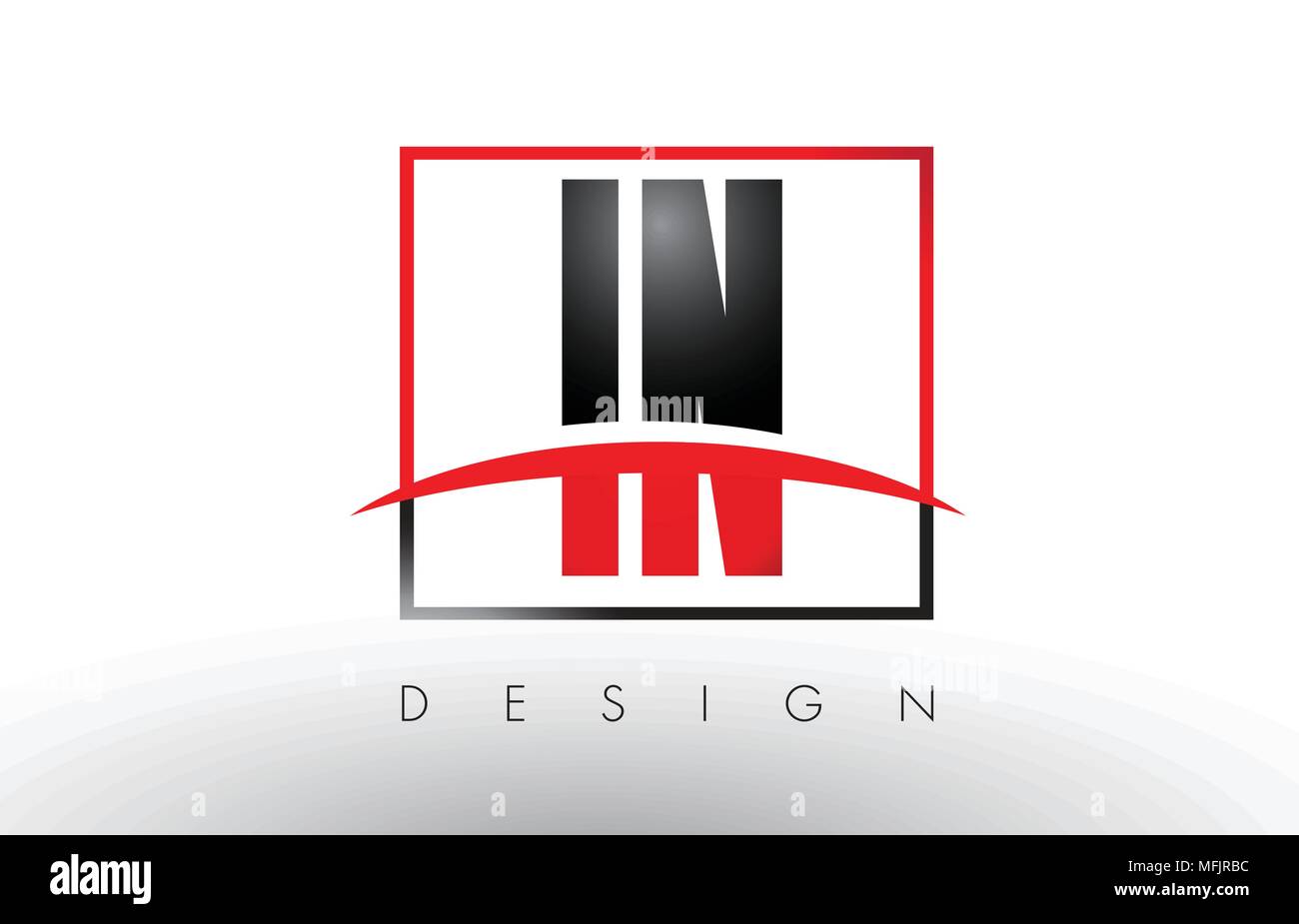 IN I N Logo Letters with Red and Black Colors and Swoosh. Creative ...