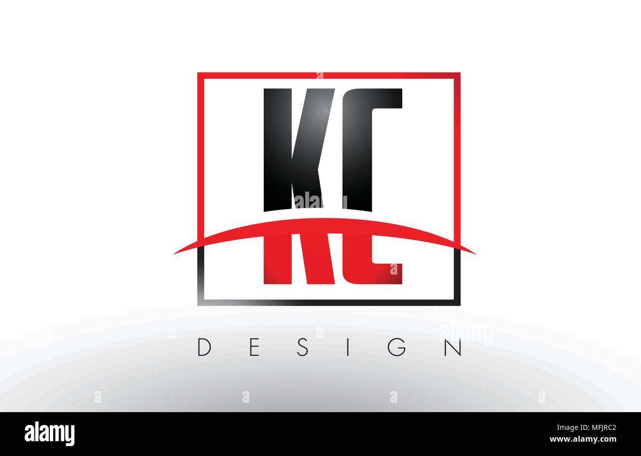 KC K C Logo Letters with Red and Black Colors and Swoosh. Creative ...