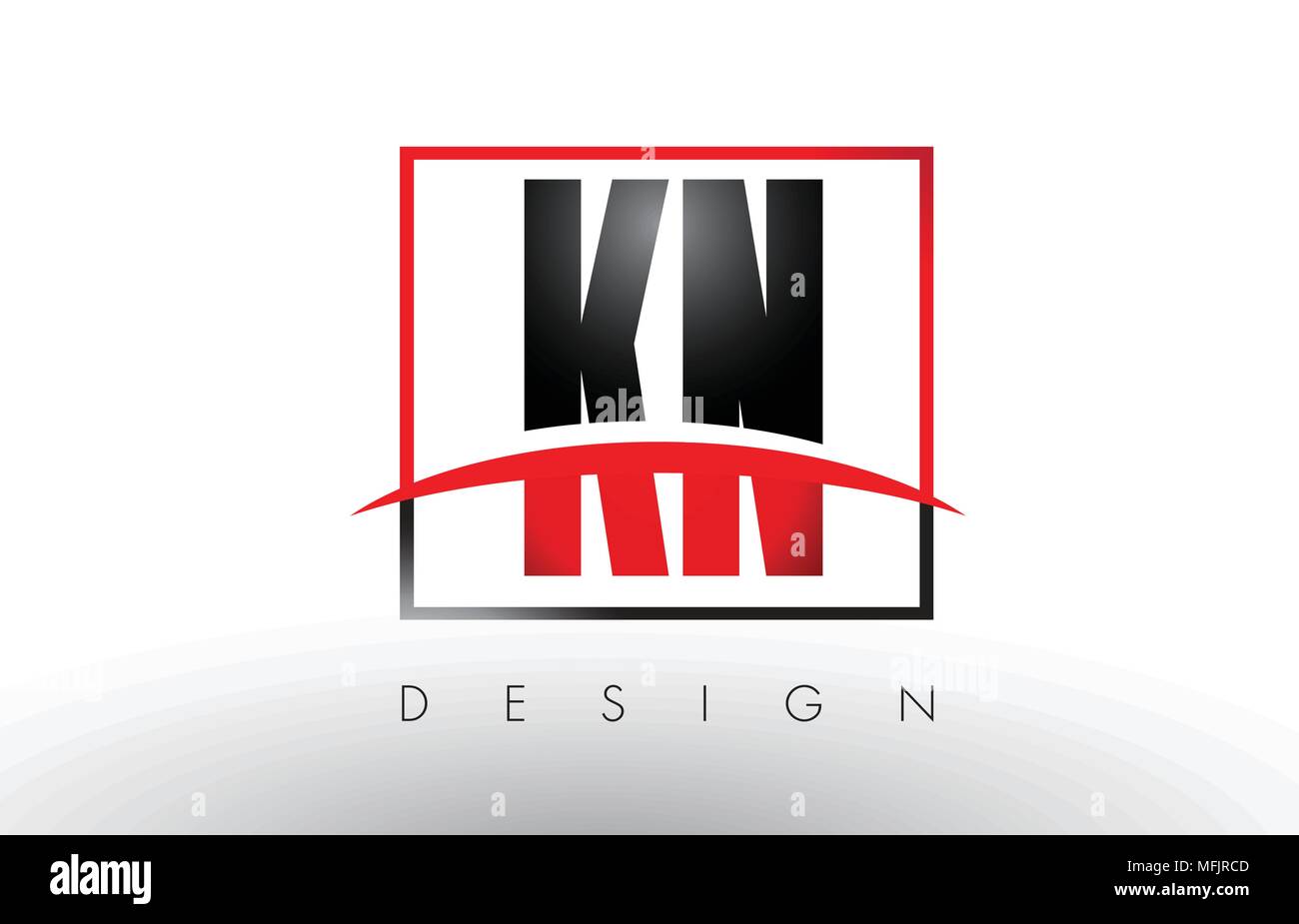 KN K N Logo Letters with Red and Black Colors and Swoosh. Creative ...