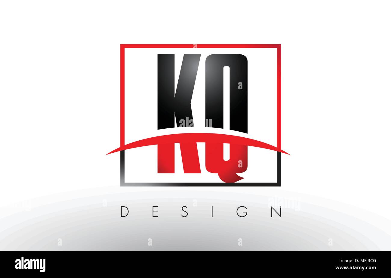 KQ K Q Logo Letters with Red and Black Colors and Swoosh. Creative ...