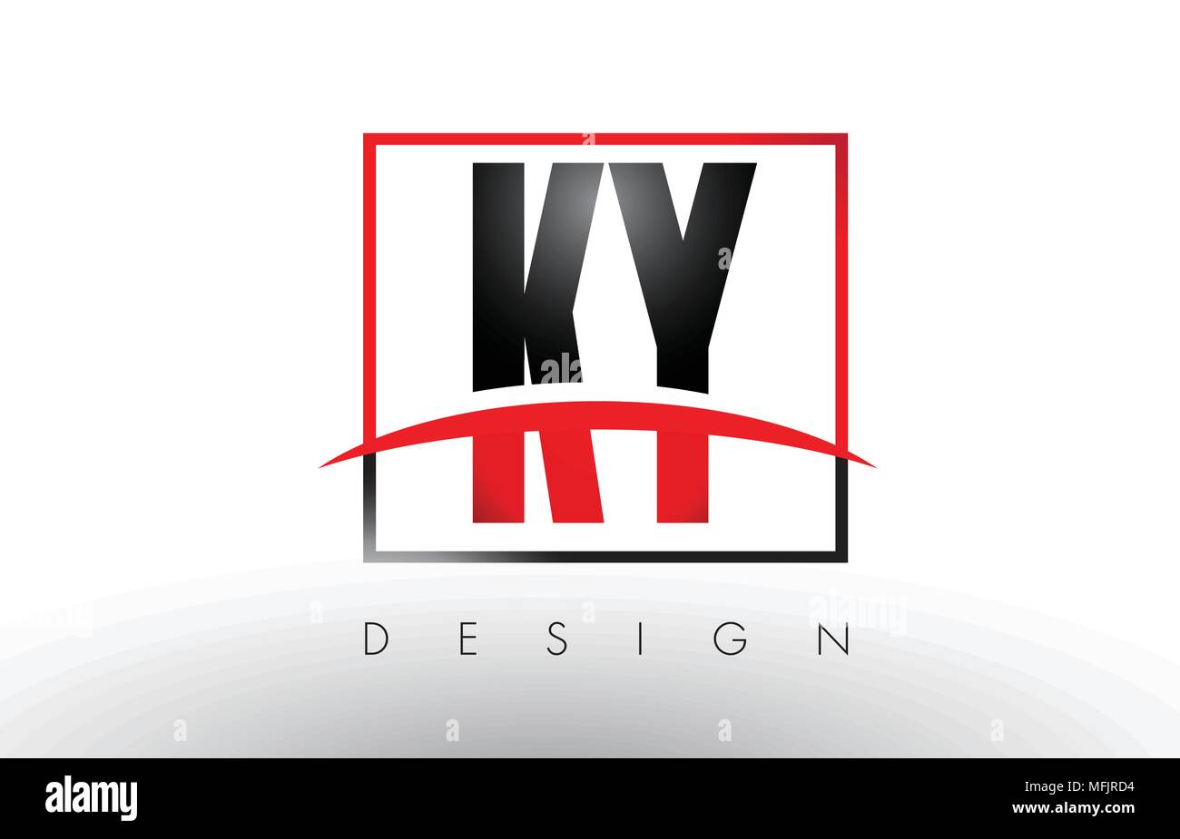 Ky K Y Logo Letters With Red And Black Colors And Swoosh Creative Letter Design Vector Stock