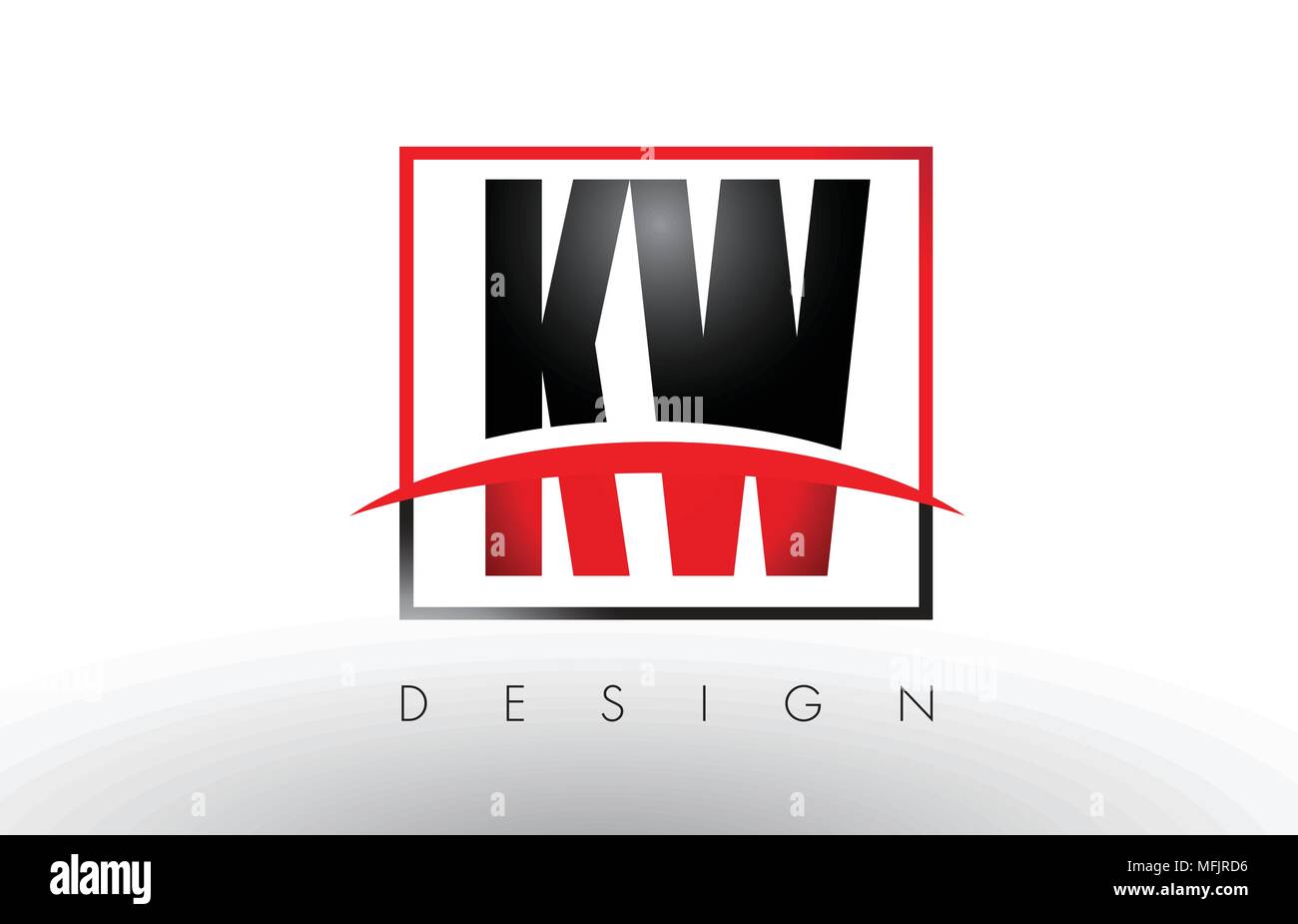 KW K W Logo Letters with Red and Black Colors and Swoosh. Creative ...