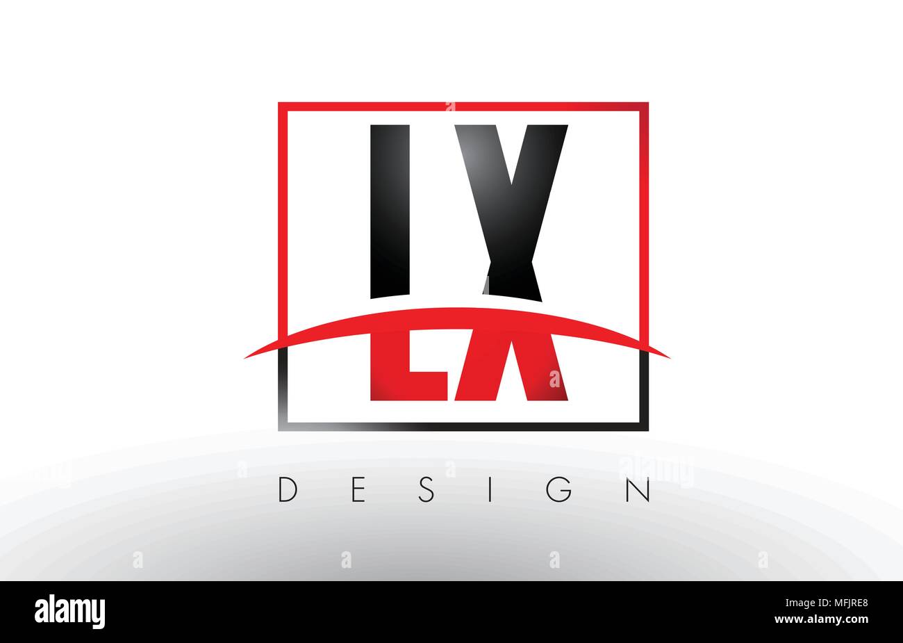 LX L X Logo Letters with Red and Black Colors and Swoosh. Creative ...