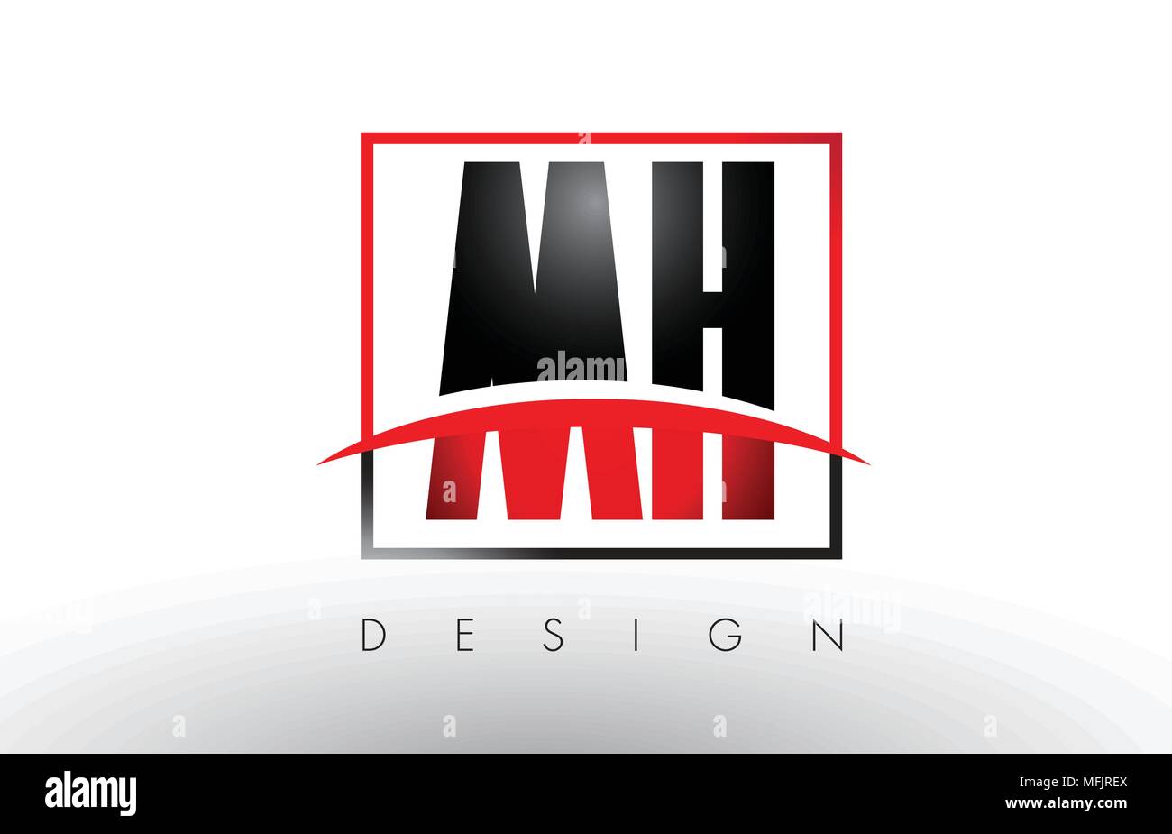 MH M H Logo Letters with Red and Black Colors and Swoosh. Creative ...