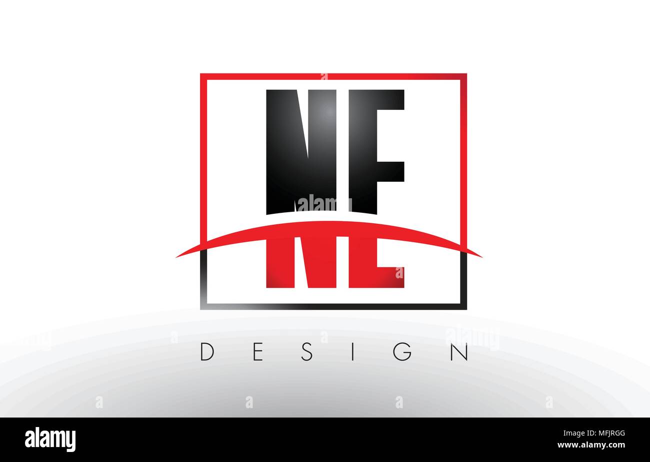 NE N E Logo Letters with Red and Black Colors and Swoosh. Creative ...
