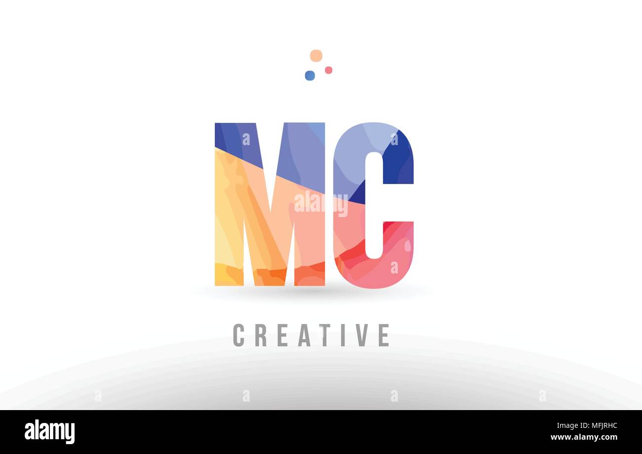 orange blue alphabet letter mc m c logo combination design with dots ...