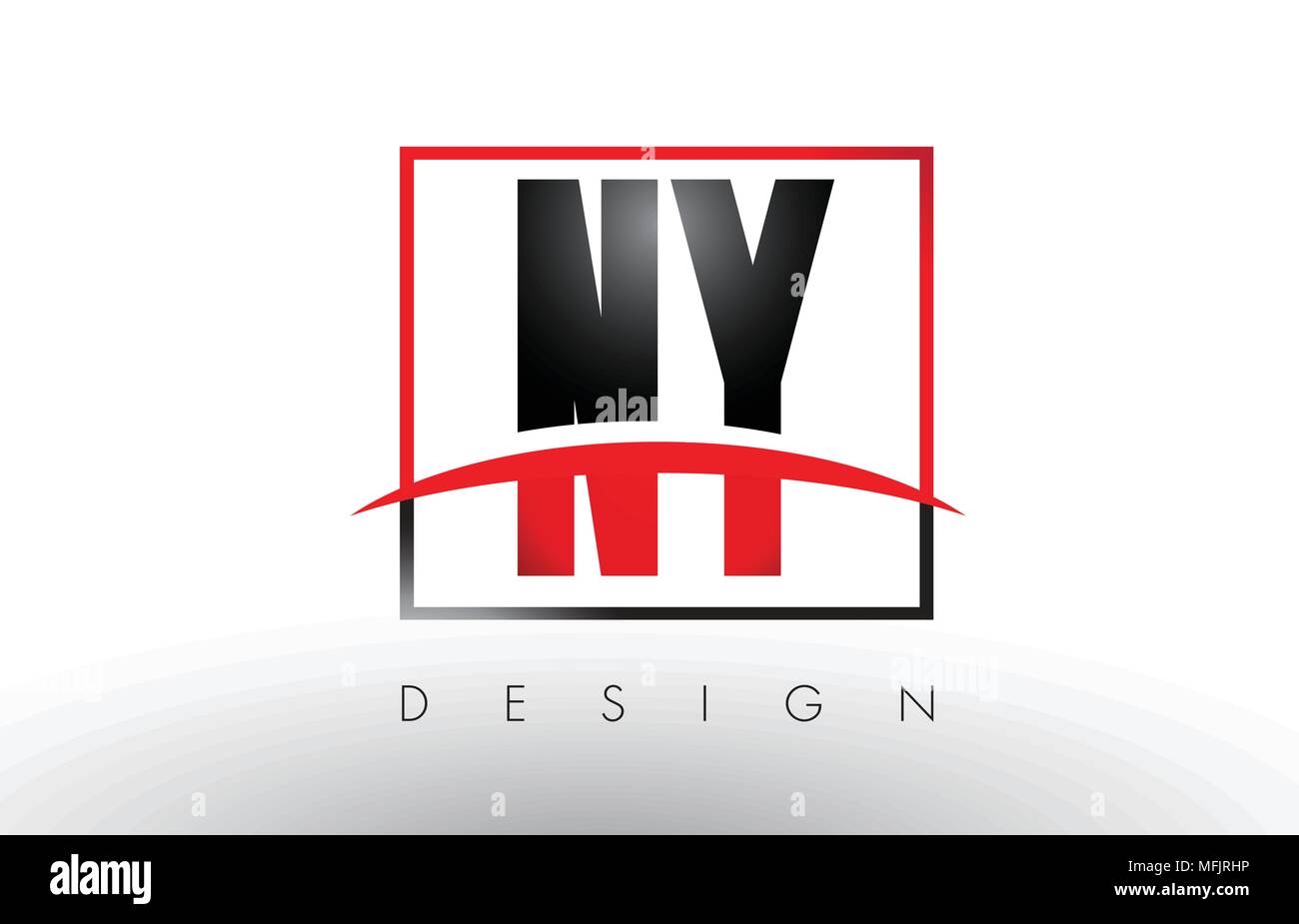 NY N Y Logo Letters with Red and Black Colors and Swoosh. Creative ...