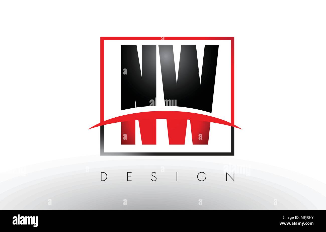 NW N W Logo Letters with Red and Black Colors and Swoosh. Creative ...