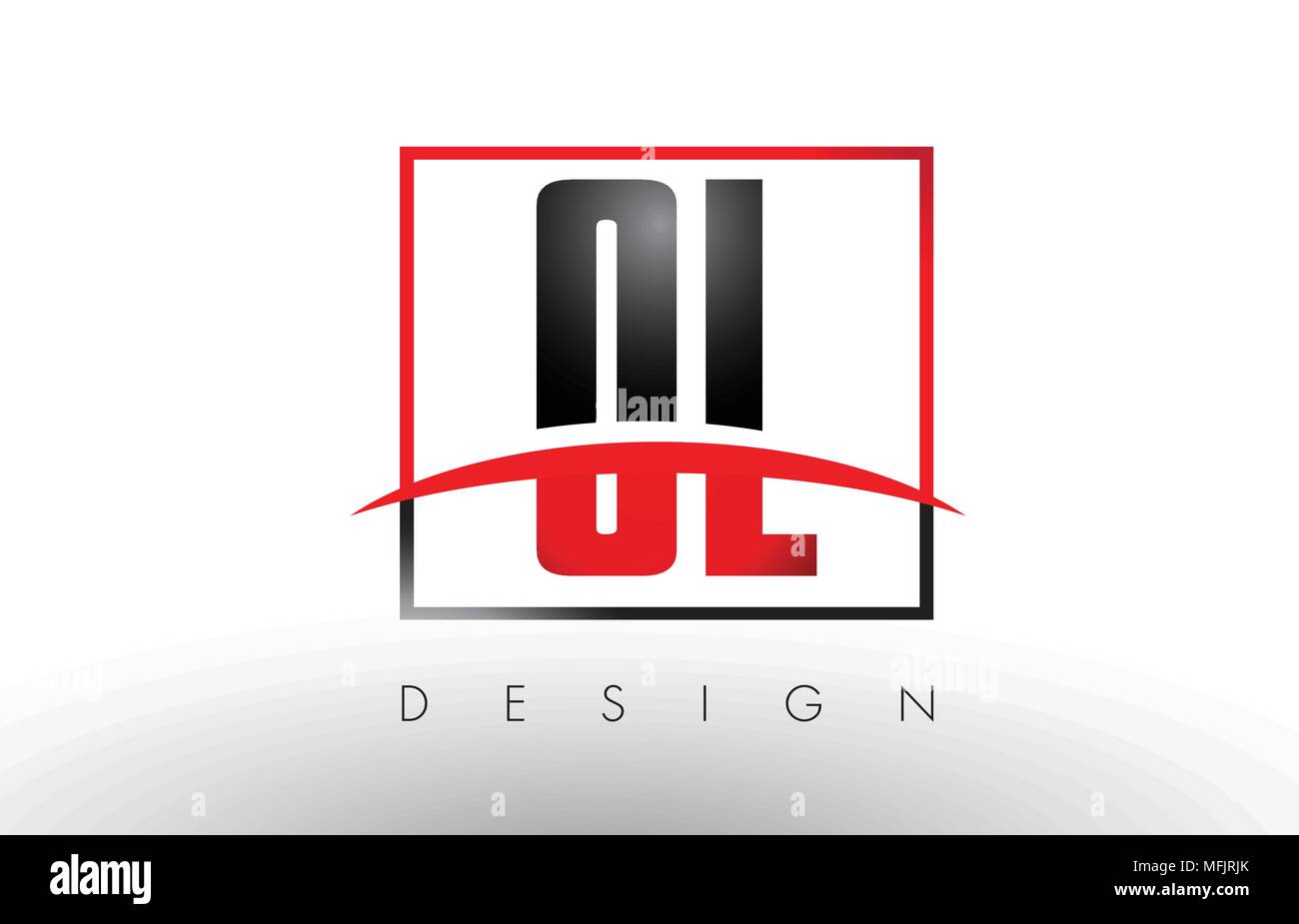 OL O L Logo Letters with Red and Black Colors and Swoosh. Creative ...
